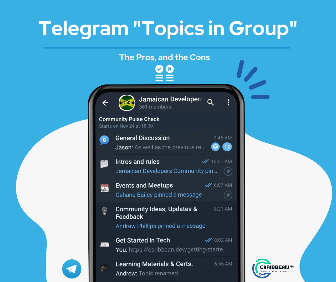 Telegram Group Topics - the Pros, and the Cons - Caribbean Tech Connect